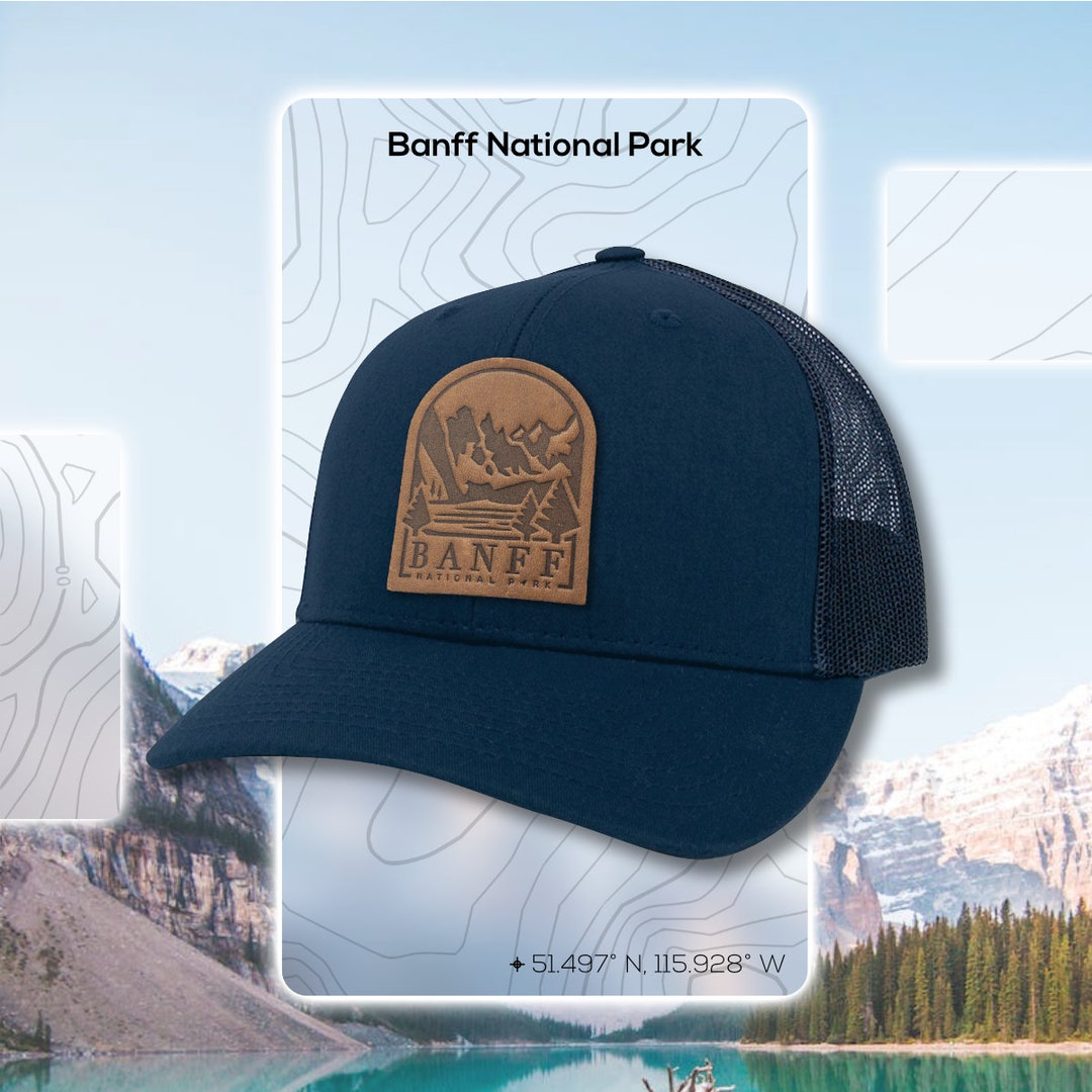 Leather Patch Trucker Hat Banff National Park 6 Colours - Etsy