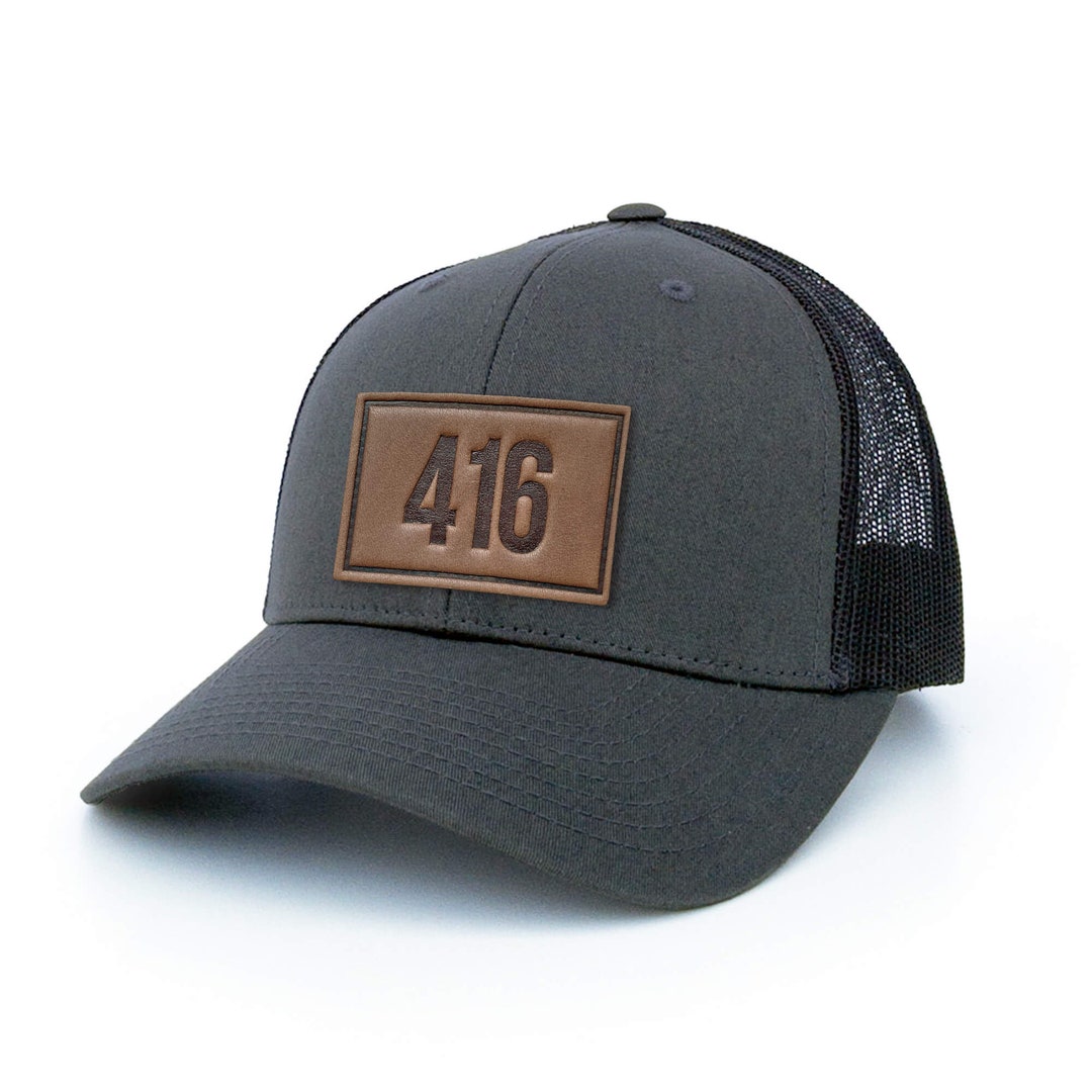 Area Code - Leather Patch Trucker Hat - Personalized Text Hat - Etsy