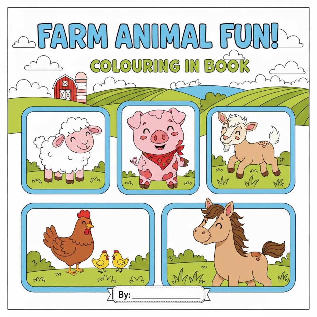 Farm Animal Coloring Book for Kids | Barnyard Fun (printable PDF). - Etsy