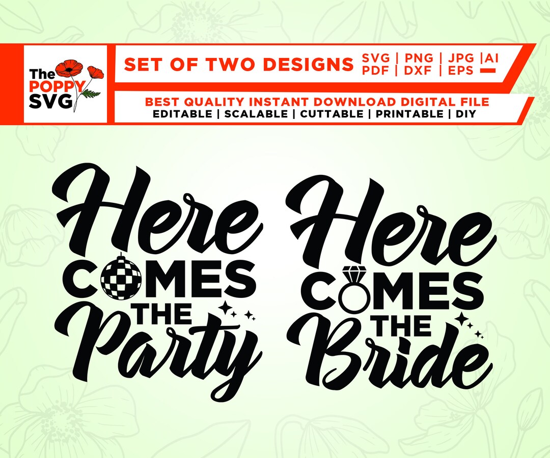 Voici la mariée SVG, voici la fête SVG, svg de fête nuptiale, Cricut ...