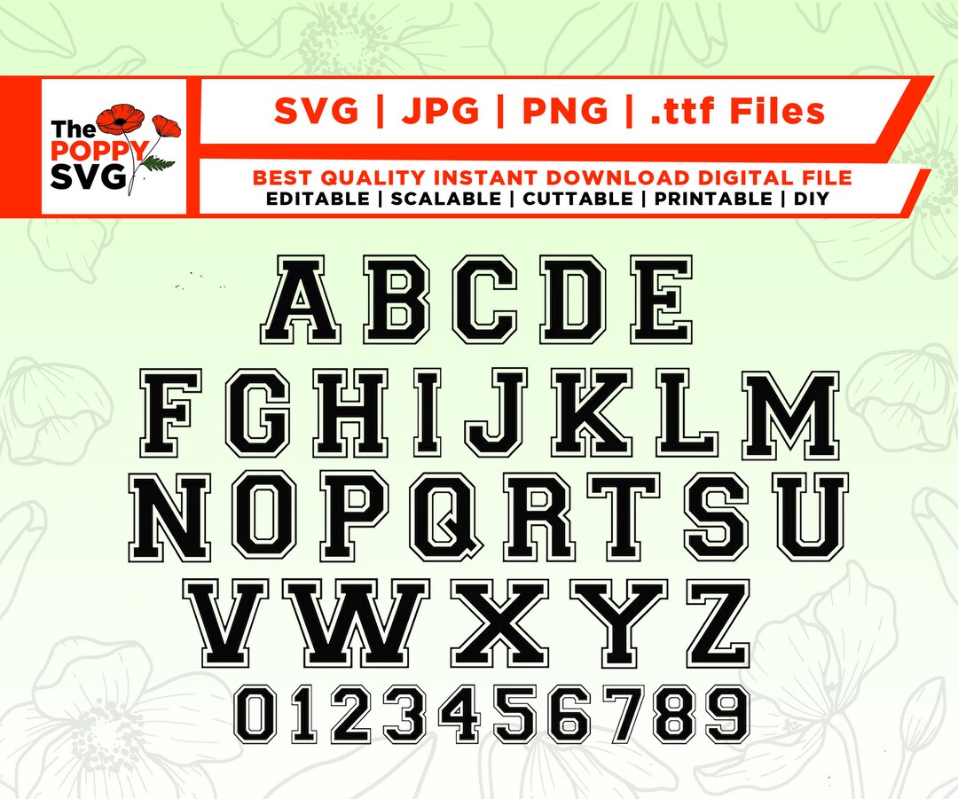 Baseball Font SVG, Varsity Font Svg, Sports Font, Block Font Svg ...