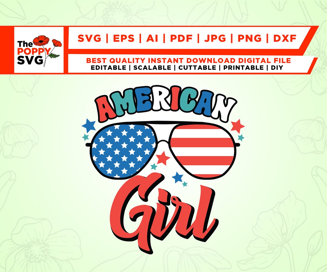 American Girl SVG American Png USA Png Retro Png Americana - Etsy