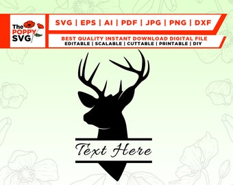 Deer Split Monogram Instant Digital Download Svg, Png, Dxf, and Eps ...