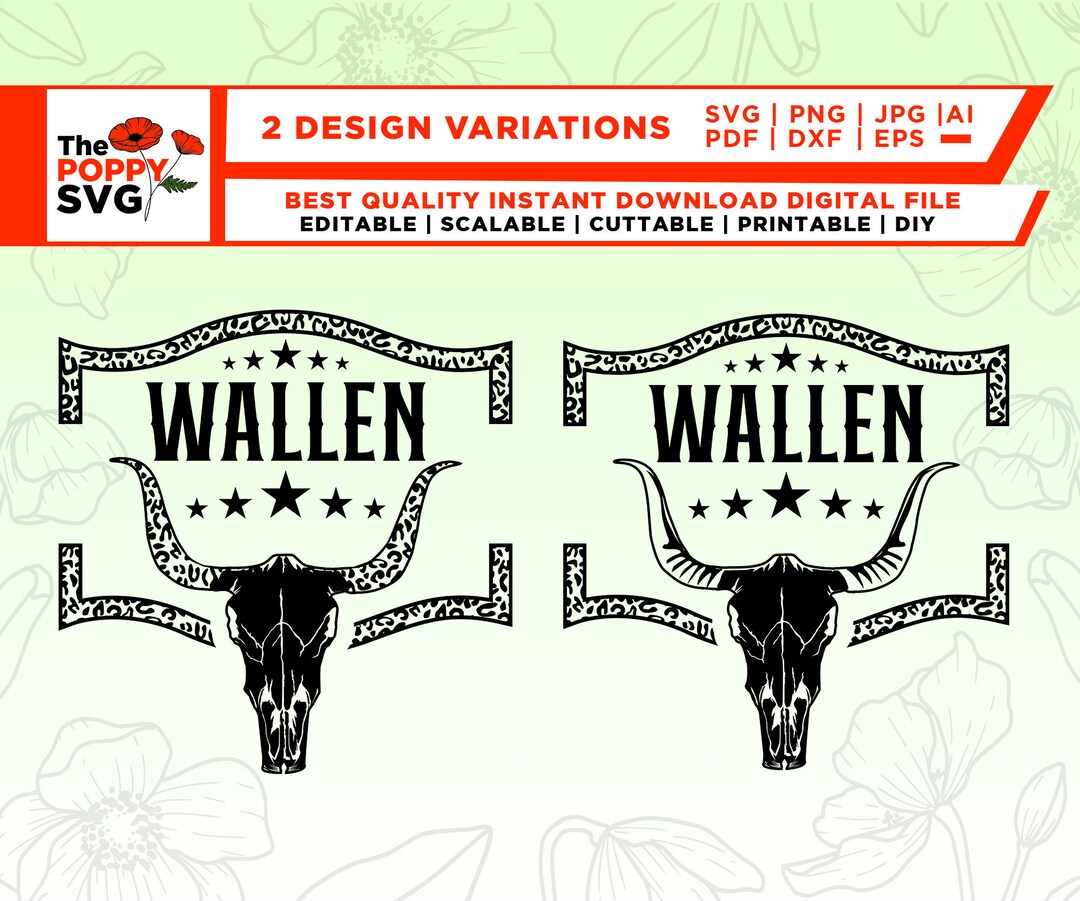 Wallen All Black Bullskull SVG, Wallen SVG, Png-custom Request, Wallen Design, Western Design ...