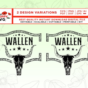 Wallen All Black Bullskull SVG, Wallen SVG, Png-custom Request, Wallen ...