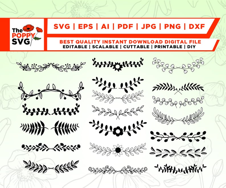 Leaf Divider SVG Greenery Vines Bundle SVG PNG Floral - Etsy