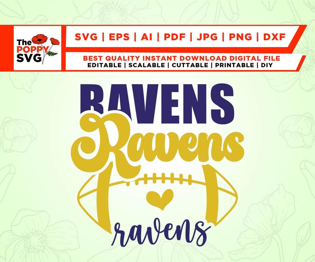 Ravens Svg, Ravens Mascot Svg, Ravens Football School Team, Stacked ...