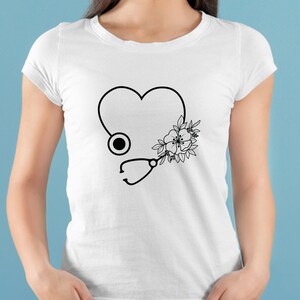 Nurse Stethoscope Svg, Stethoscope Blossoms Svg, Stethoscope Svg, Shirt ...