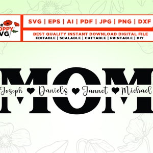 Mom SVG, Mother Svg, Mother's Day SVG, Mom Split Name Frame Svg, Mum ...