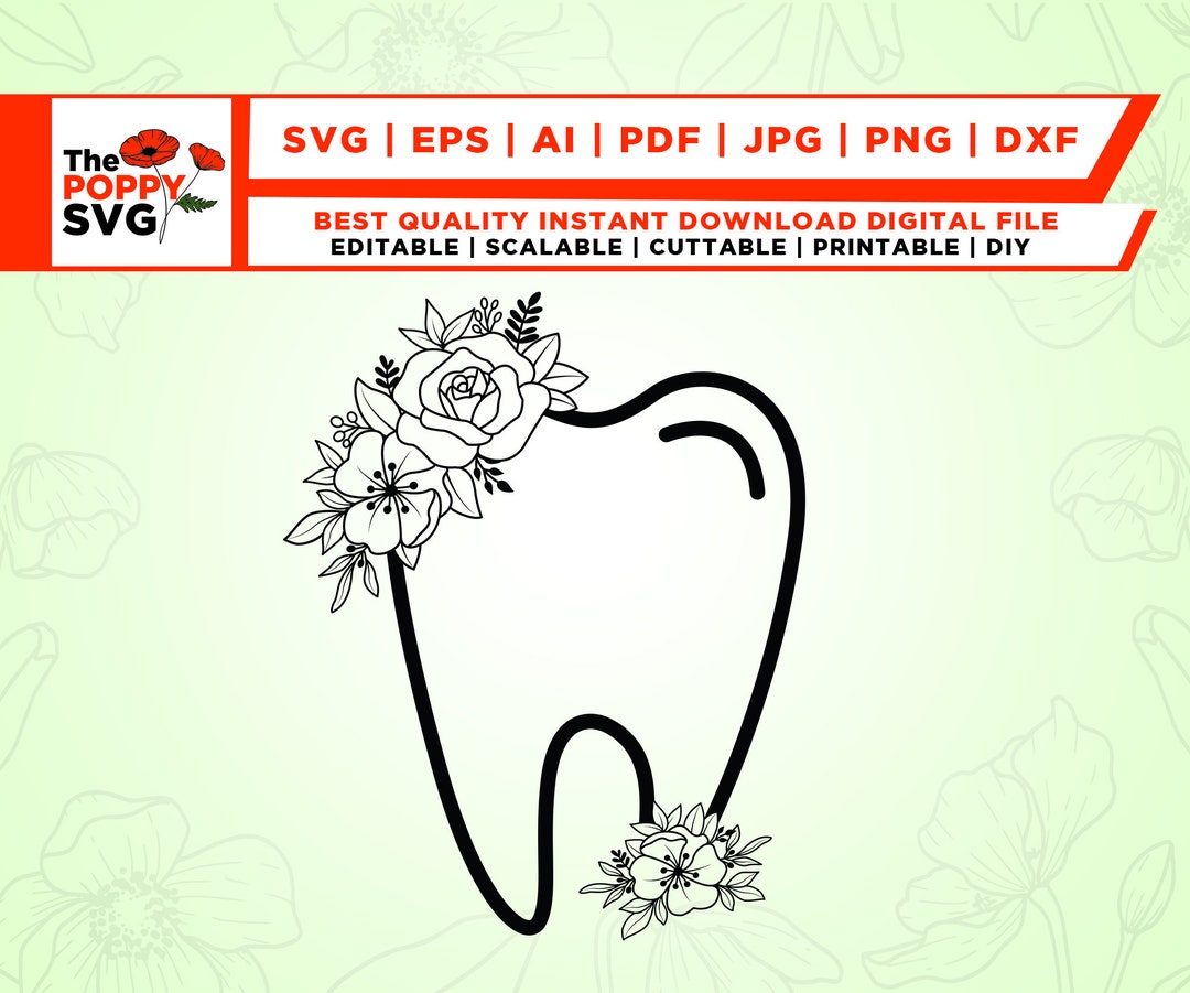 Floral Tooth Svg, Dental Shirt Svg, Tooth Svg, Flower Shirt, Dentistry ...
