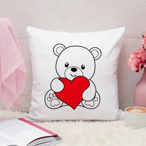 Valentine's Bear SVG, Bear SVG, Heart Svg, Cricut Cut Files, Silhouette ...