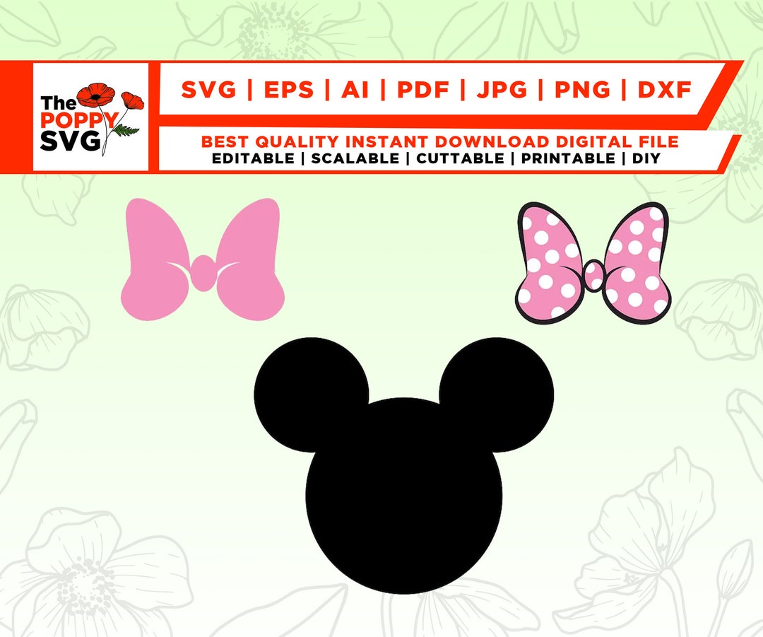 Mouse Head SVG, Bow Svg, Mouse SVG, Mouse Cut File, Mouse Bow SVG ...