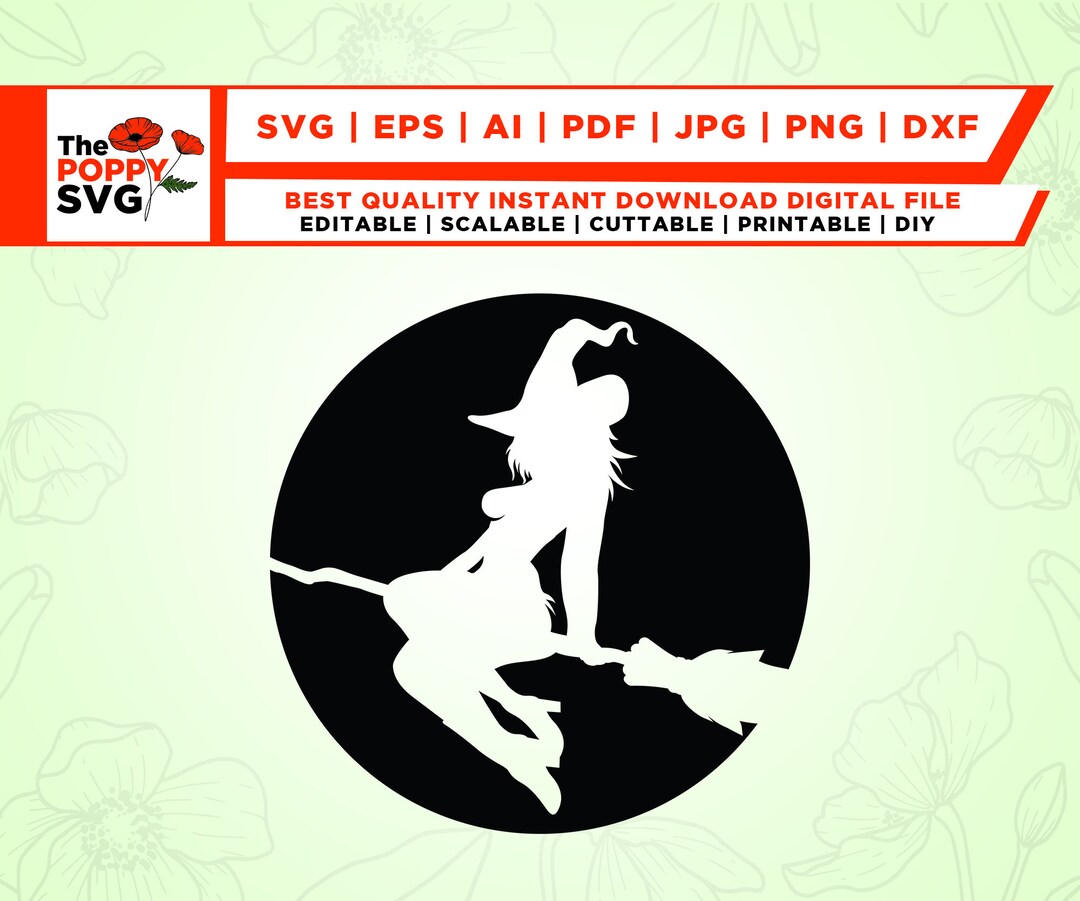 Witch Moon SVG, Halloween Svg, Flying Witch Svg, Witch Svg, Halloween ...