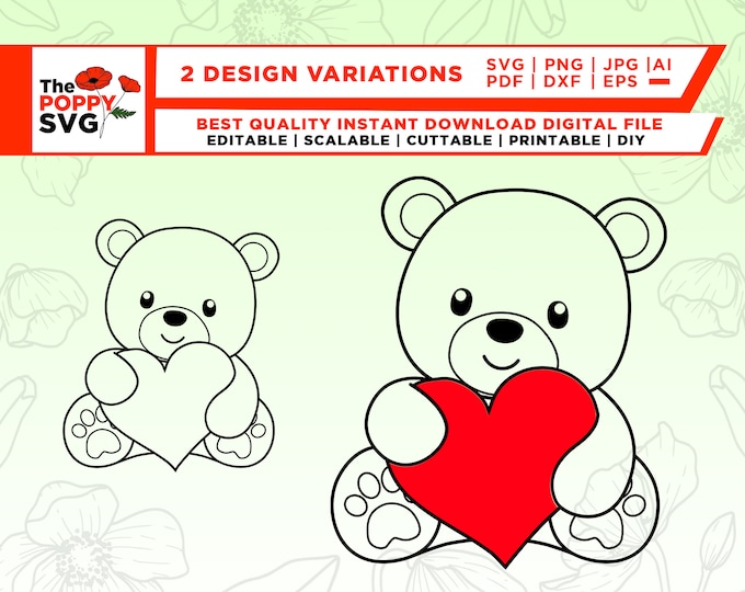 Teddy Bear SVG. Bear Couple Svg. Valentine's Day Svg. Circut Cut Files ...