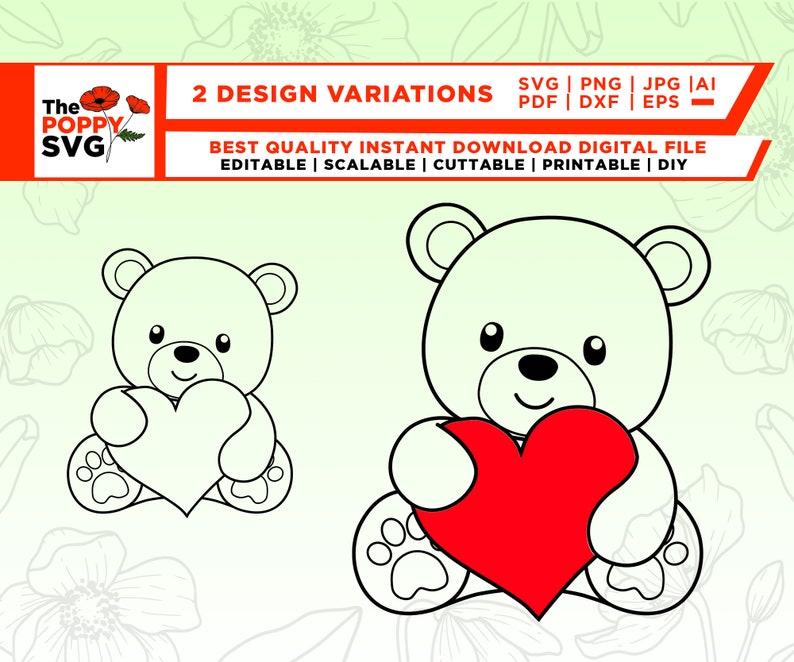 Valentine's Bear SVG Bear SVG Heart Svg Cricut Cut - Etsy