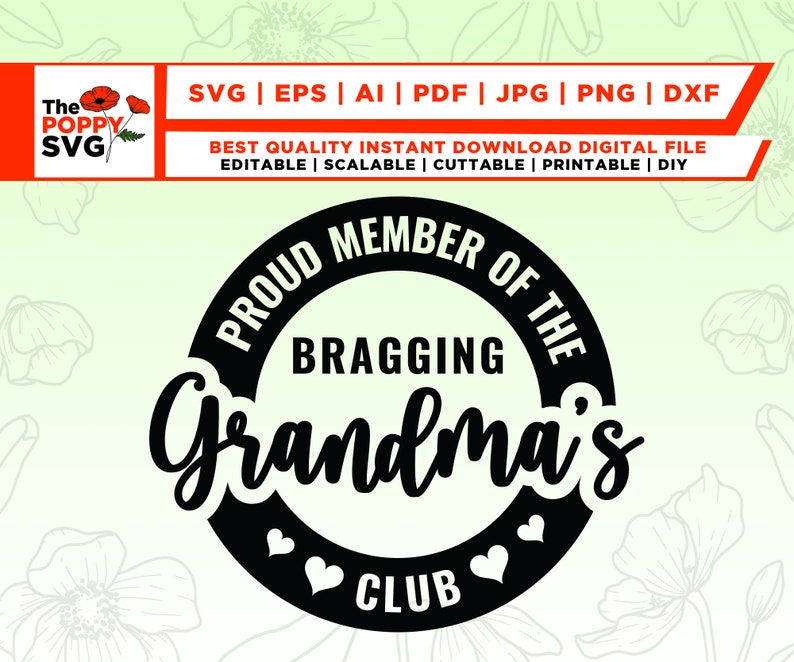 Proud Member of the Bragging Grandmas Club Svg Nana Svg - Etsy