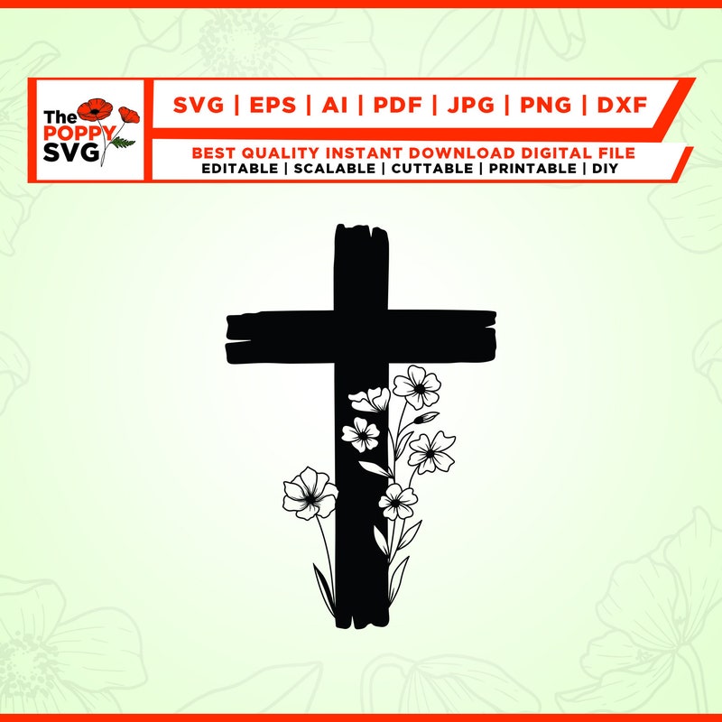 Cross With Flowers Svg - Etsy