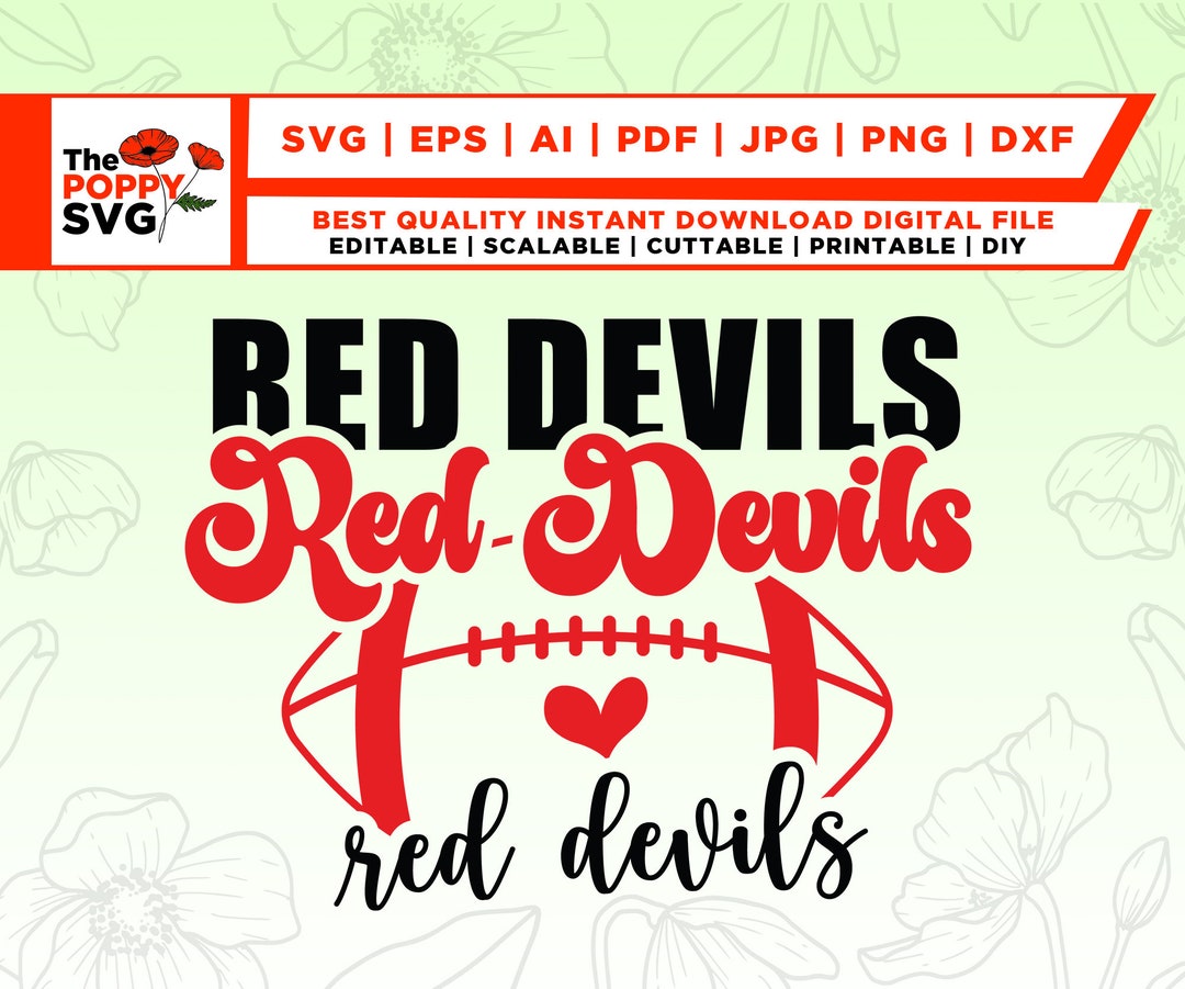 Red Devils Svg, Red Devils Mascot Svg,red Devils Football School Team ...