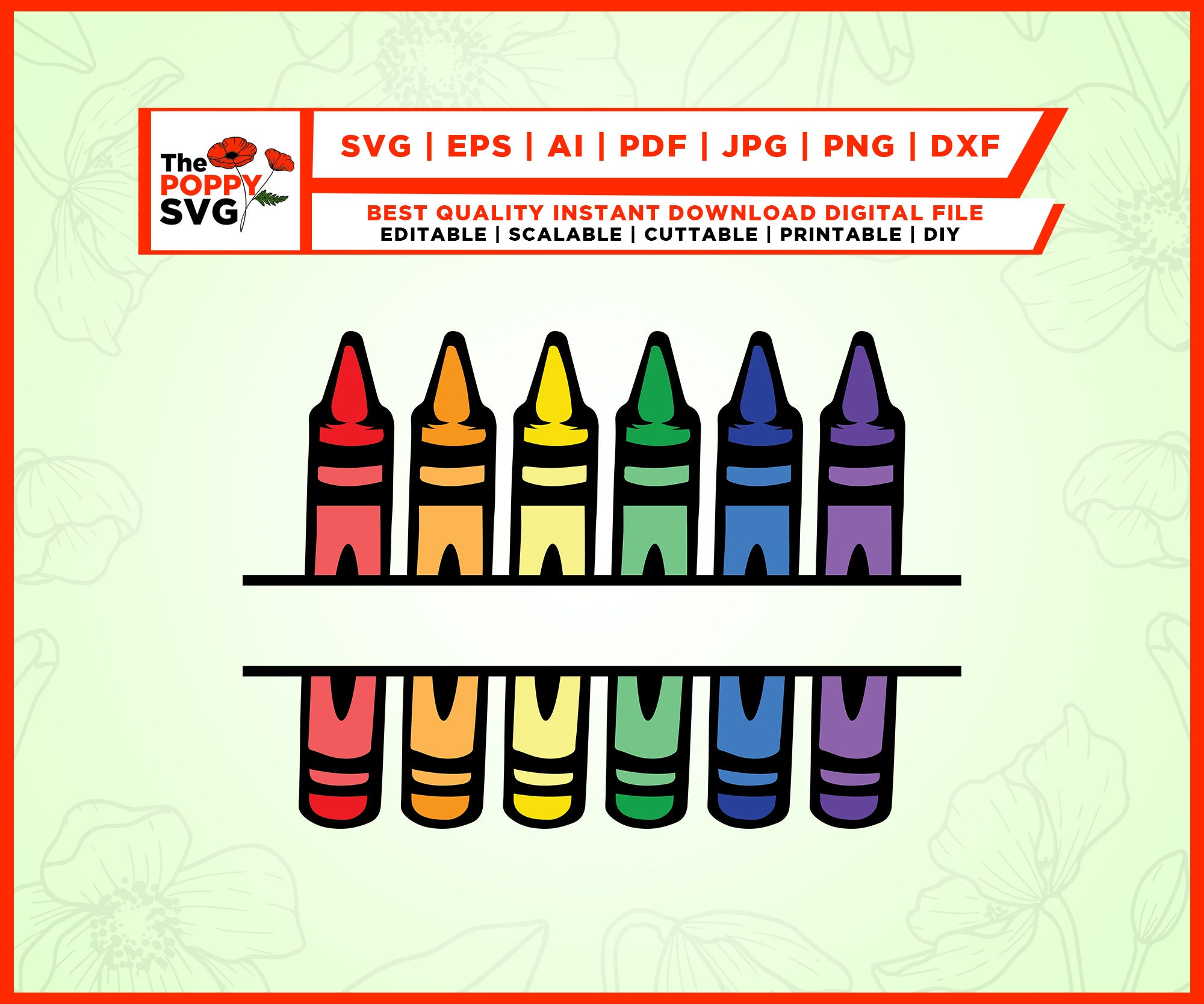 Crayon Monogram Svg, Crayon Split Monogram Svg, Teacher Svg, Teacher ...