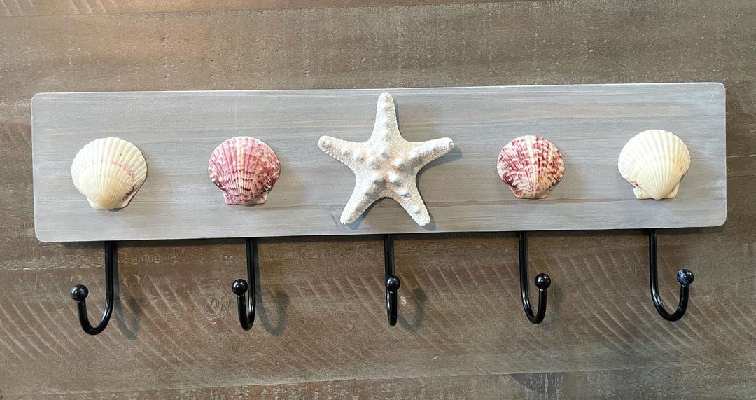 Beachy Seashell Coat Rack/key Hook - Etsy UK
