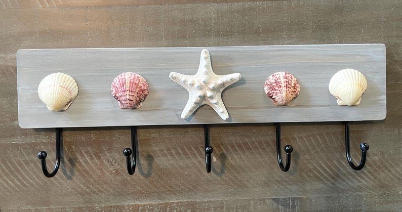 Beachy Seashell Coat Rack/key Hook - Etsy