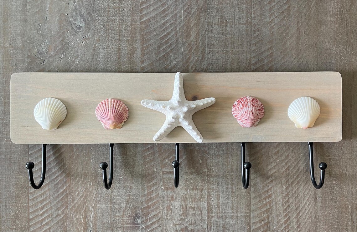 Beachy Seashell Coat Rack/key Hook - Etsy UK