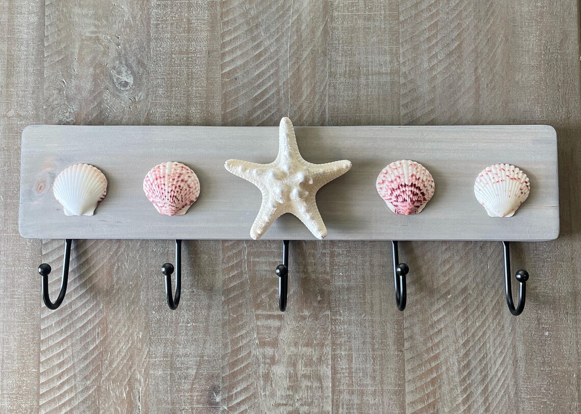 Beachy Seashell Coat Rack/key Hook - Etsy UK