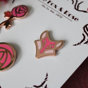 The Fox and Rose Pin Set Hard Enamel - Etsy