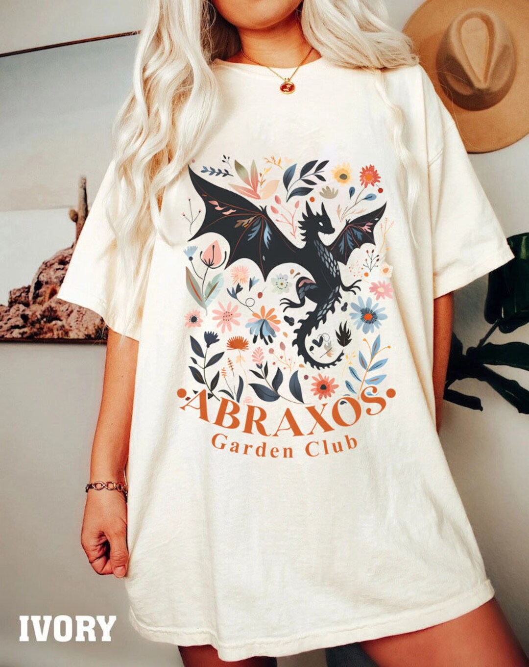Abraxos Flower Comfort Colors Shirt, Fantasy Dragon Bookish Shirt, Boho ...