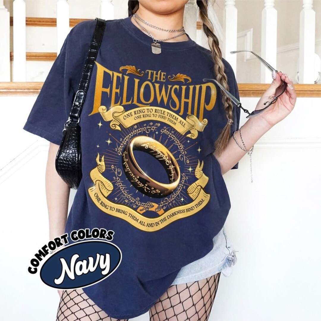 The Fellowship LOTR Fan Comfort Colors Shirt,the Hobbits Book, One Ring ...