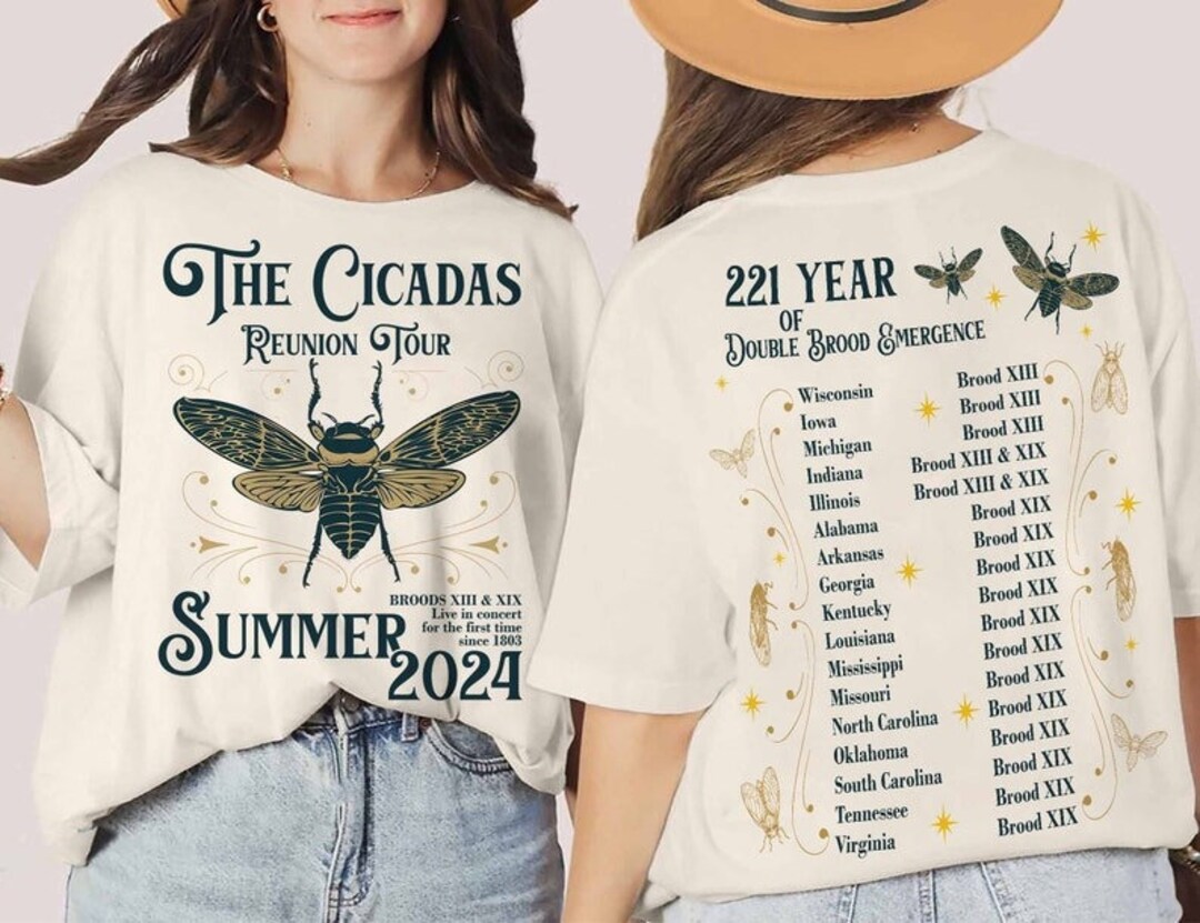 The Cicadas Reunion Tour Summer 2024 Shirt, Double Broods XIII & XIX ...