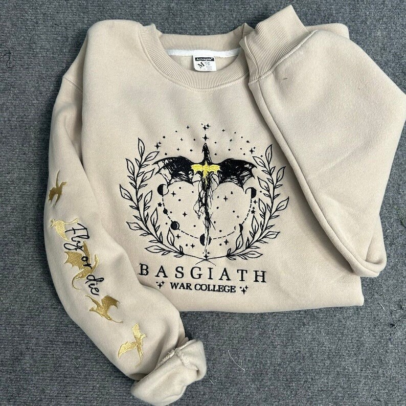 Fourth Wing Embroidered Sweatshirt, Custom Basgiath War College, Dragon ...
