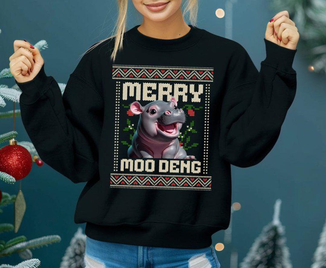 Merry Moodeng Shirt, Santa Hippopotamus Christmas Shirt, Merry ...