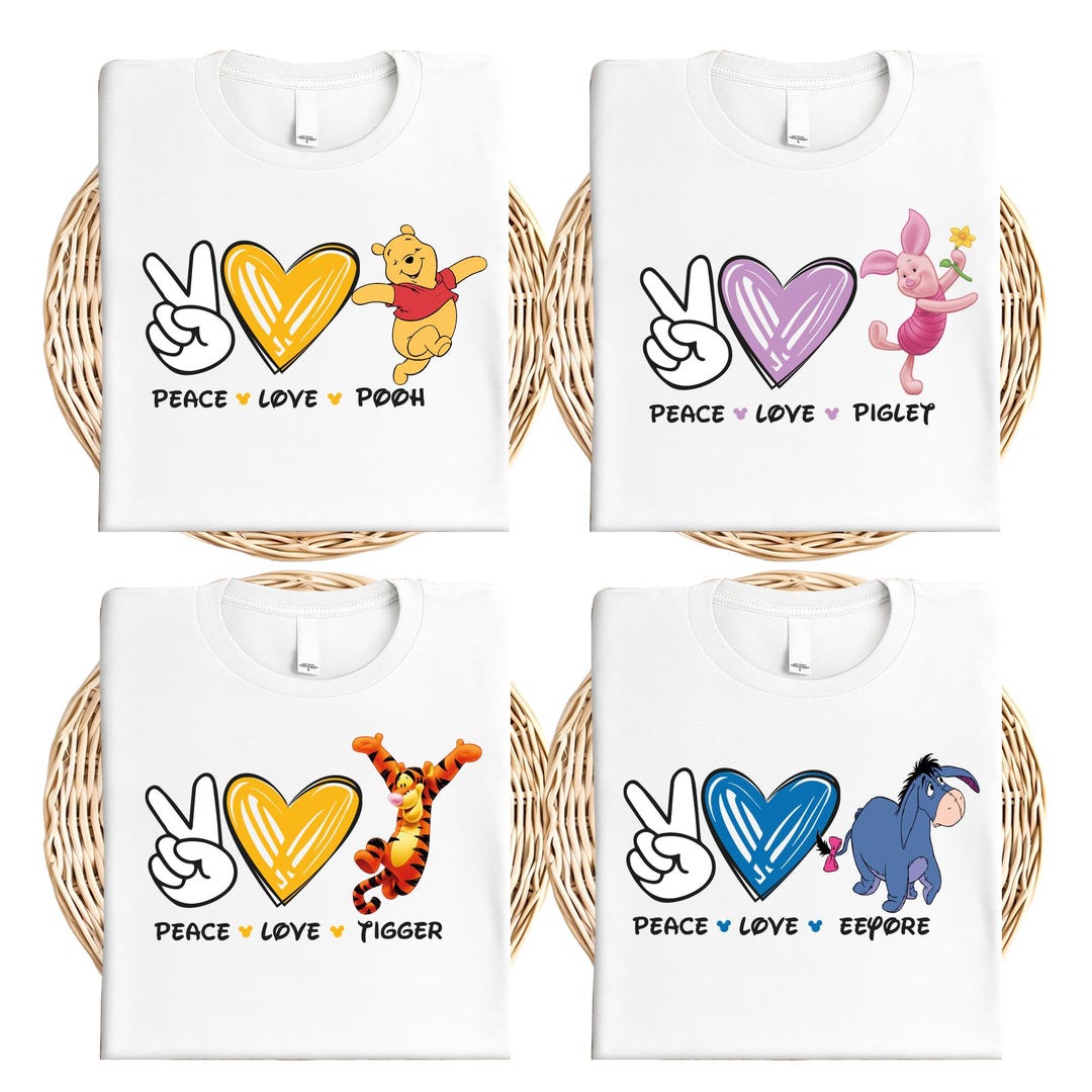 Disney Peace Love Winnie the Pooh Shirt, Disney Couples Trip Shirt ...