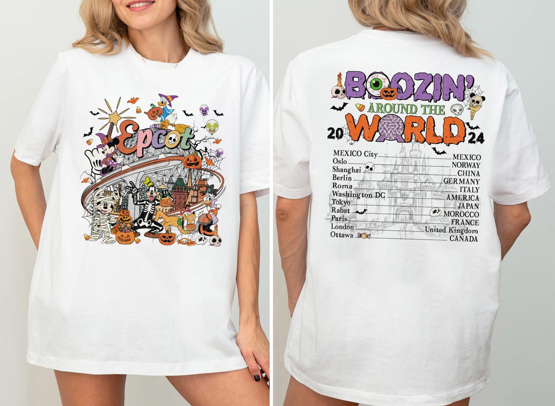 Boozin Around the World 2024 Shirt, Vintage Disney Mickey Friends ...