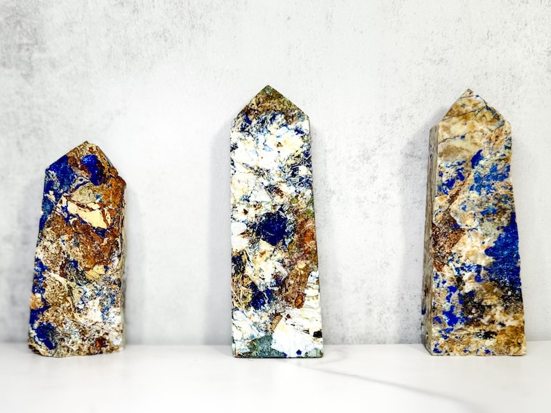 Azurite Malachite Crystal Tower – Natural Mineral Obelisk - Etsy