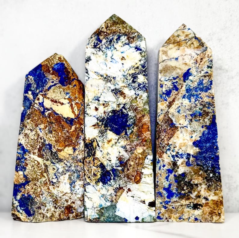 Azurite Malachite Crystal Tower – Natural Mineral Obelisk - Etsy
