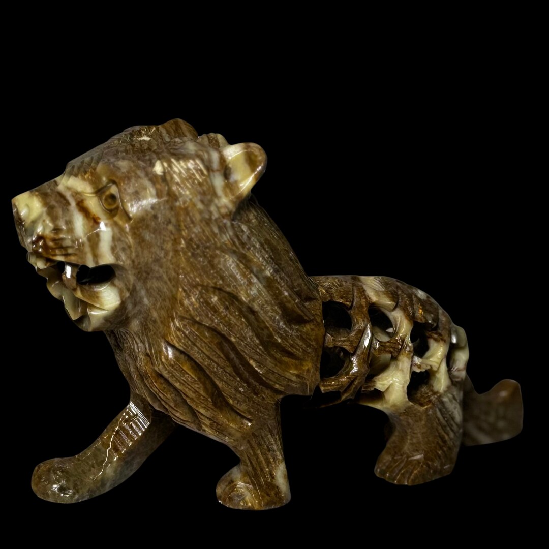 Crystal Soapstone Lions, Hand Carved Crystal Lion Statue, Natural ...