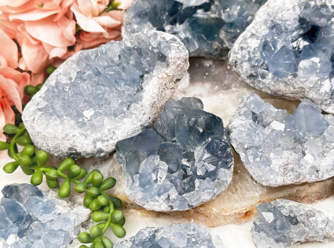 Raw Celestite Crystal Clusters: Natural Geode Angel Stones - Etsy