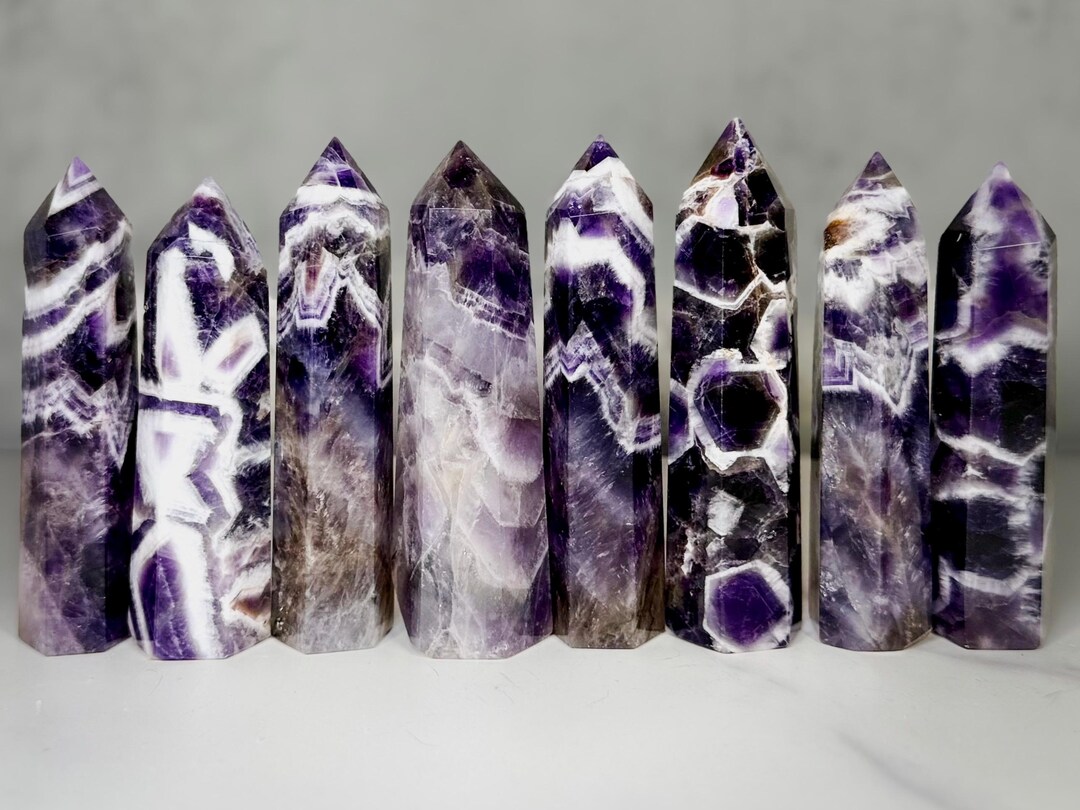 Dream Amethyst Crystal Tower: Chevron Amethyst Point, High Saturation ...