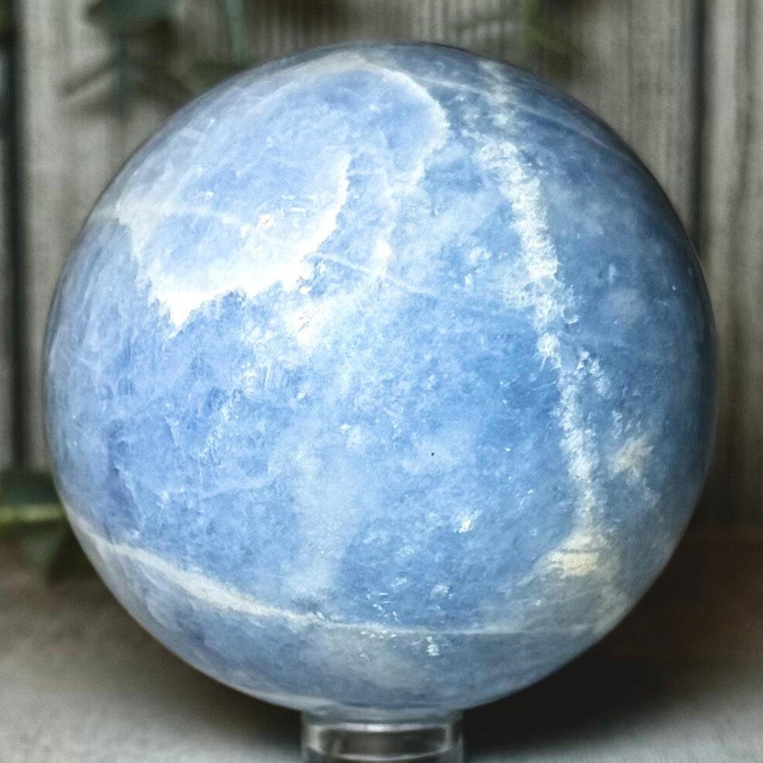 Celestite Crystal Sphere, Blue Calcite Sphere, Celestine Sphere, Large ...