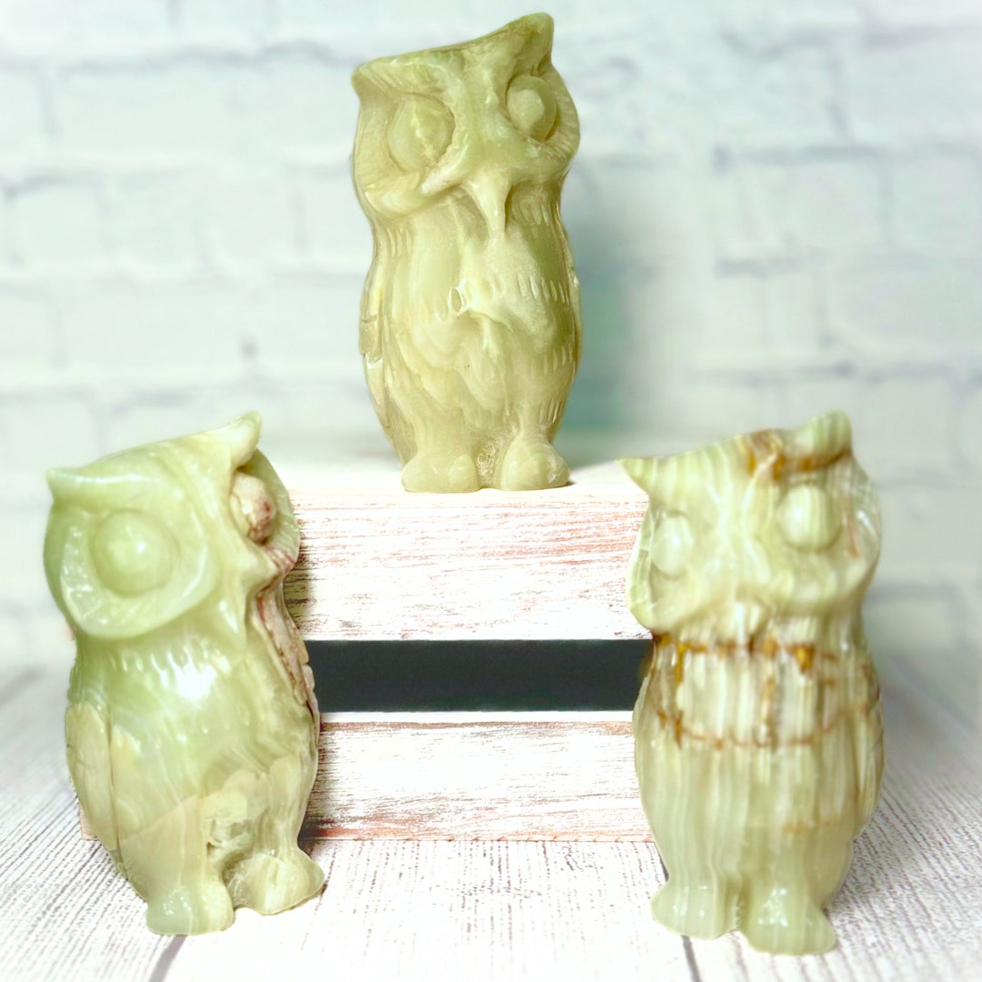 Afghan Jade Hand Carved Owl, Natural Premium Afghan Jade Crystal ...