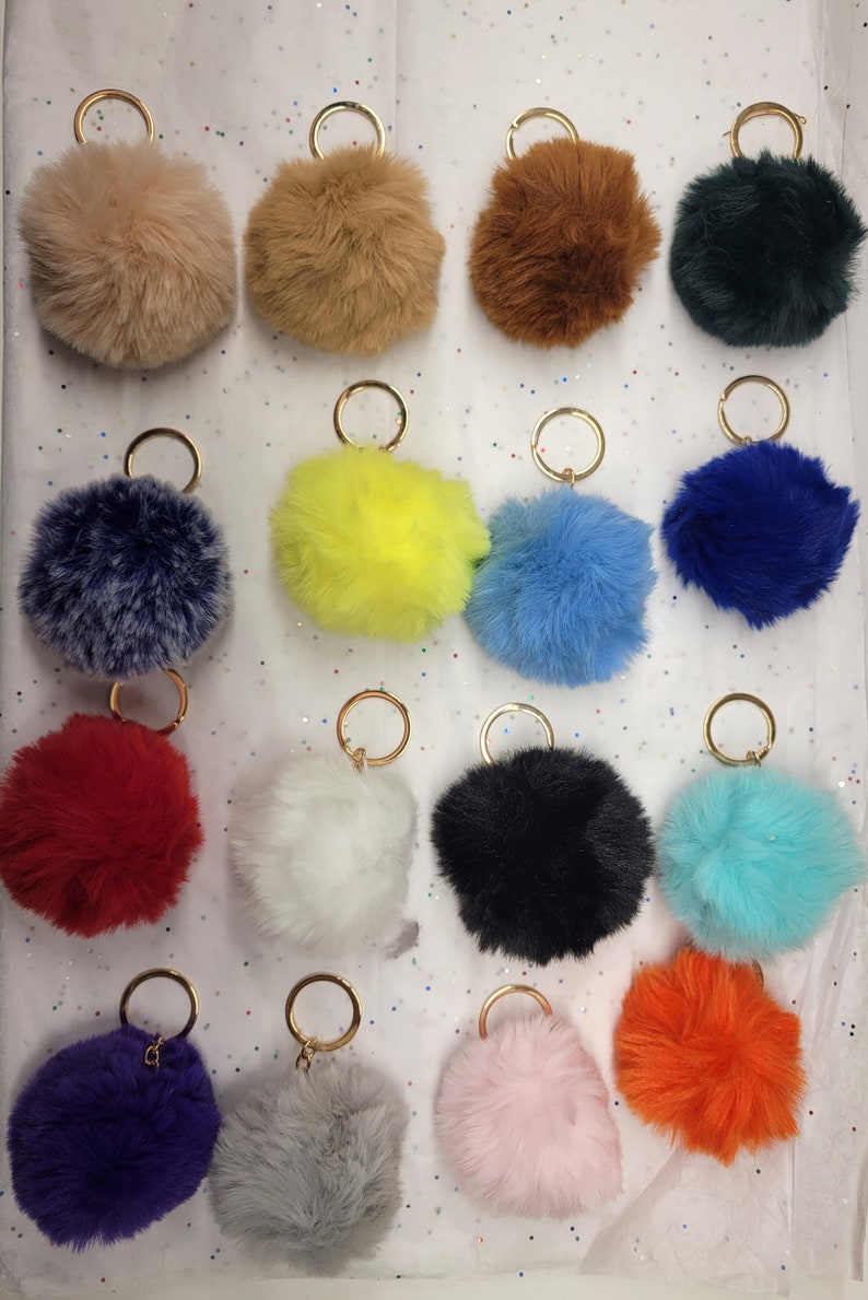Pom Pom Glitter Keychain-personalized - Etsy
