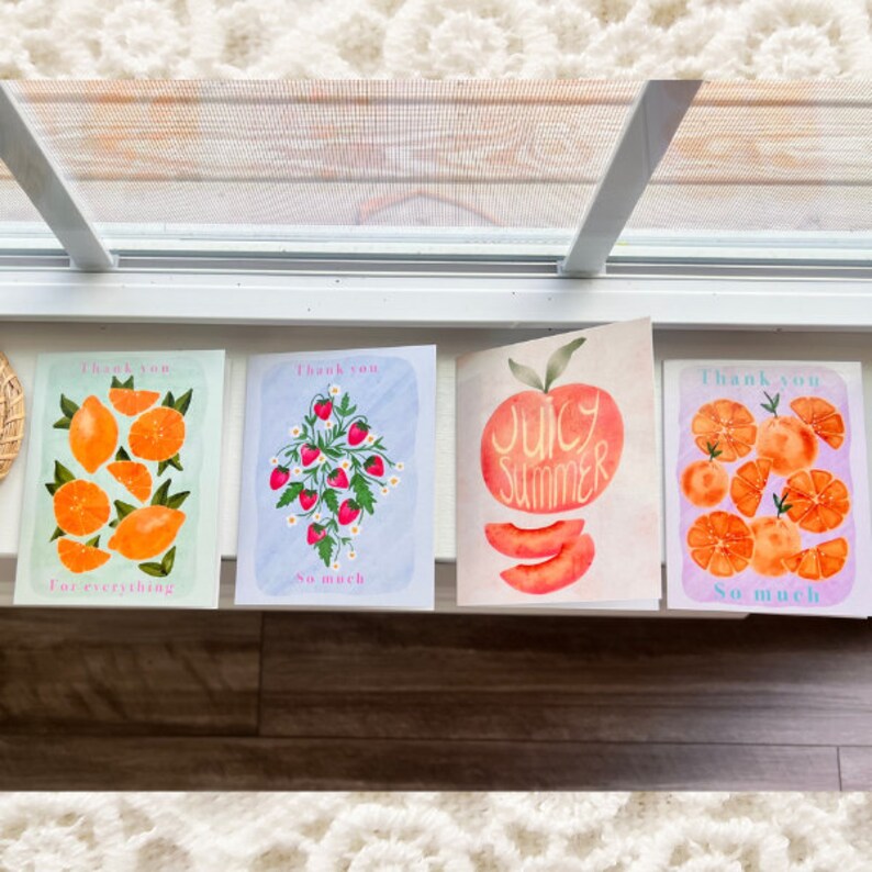 Bundle of Four Thank You Cards | Summer Fruits Cards in 4 Colourful ...