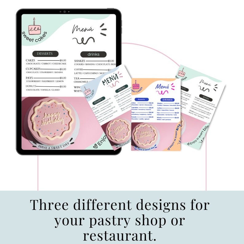 Cake Shop Menu Template/ Bakery Menu Template/ Dessert - Etsy