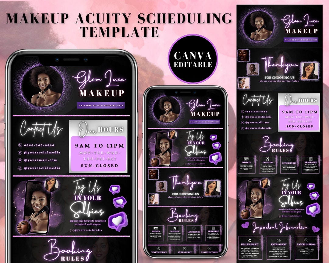 Editable Acuity Scheduling Template Makeup, Acuity Makeup Artist, DIY ...