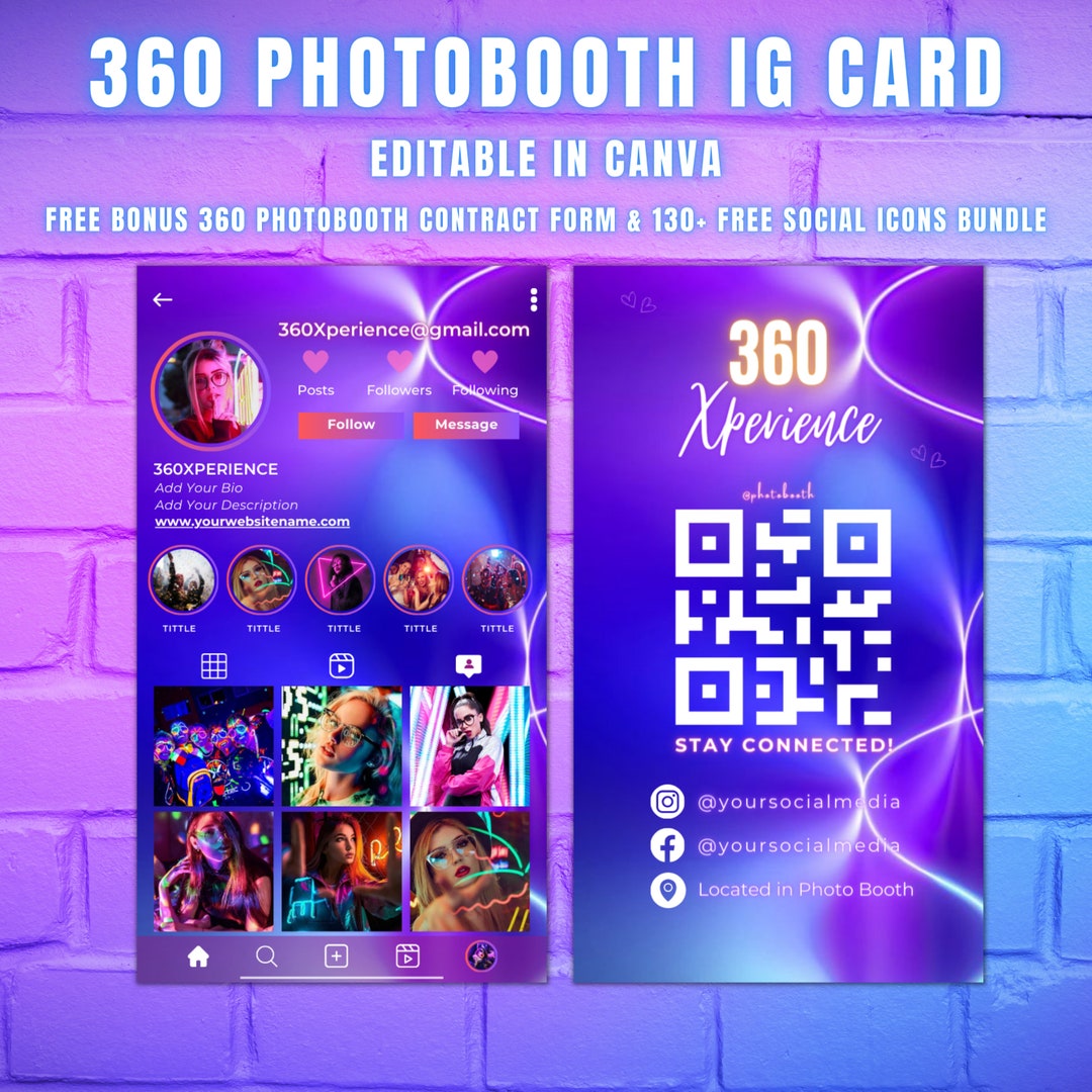 360 Photobooth Instagram Business Card 2024 IG Card DIY - Etsy UK