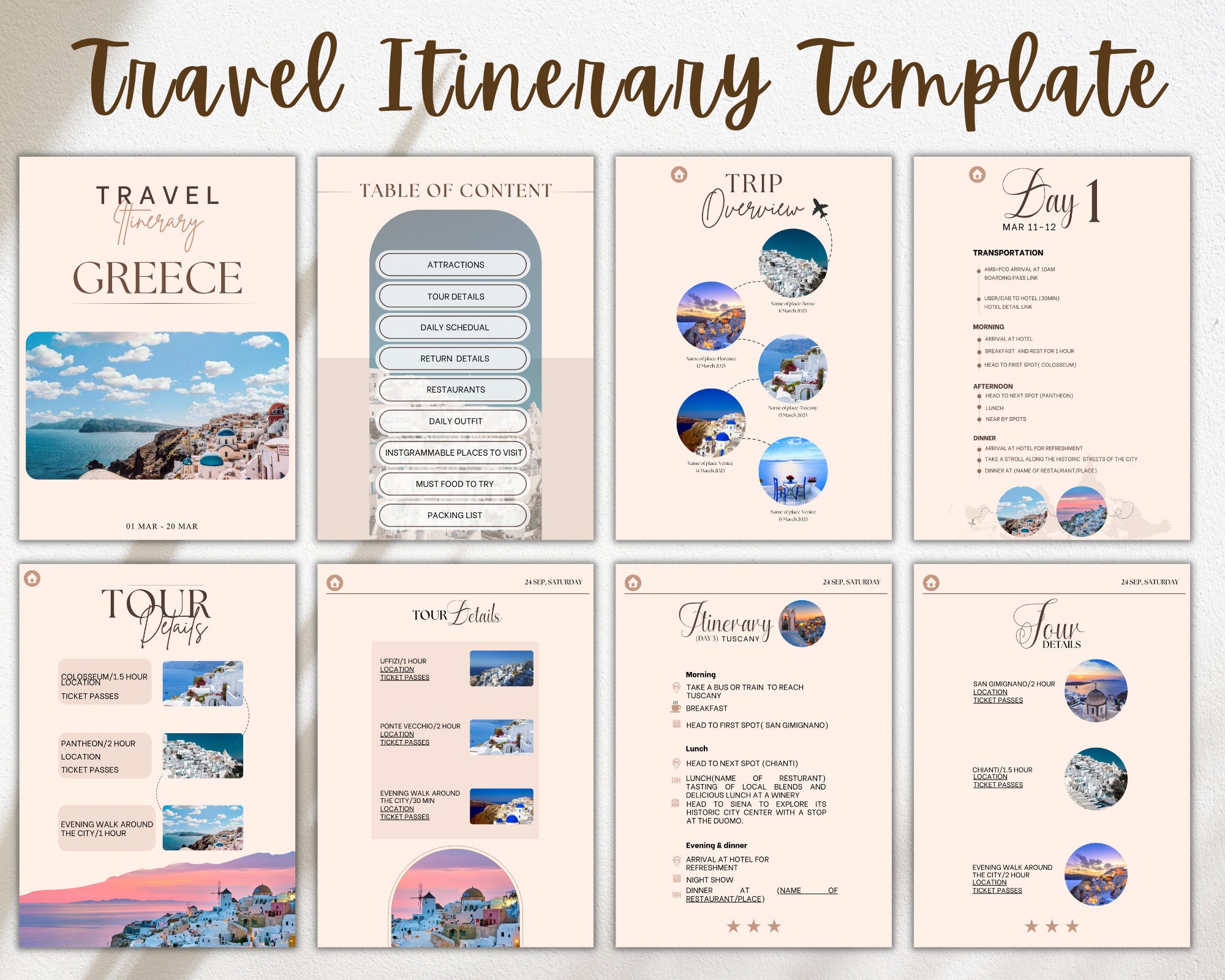 Travel Itinerary Template Travel Planner Template Vacation - Etsy