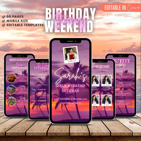 50th Birthday Weekend Itinerary Template - Etsy
