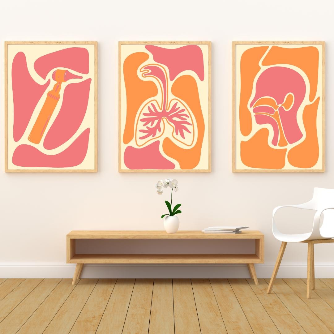 DIGITAL DOWNLOAD Abstract ENT Anatomy Wall Art Set | Throat, Lungs ...